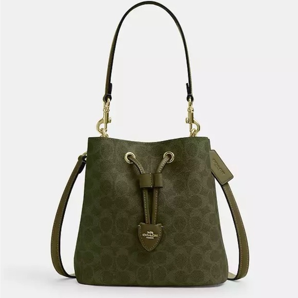 Coach | Bags | Coach Rowan Bucket Bag In Signature Canvas Olive Green ...